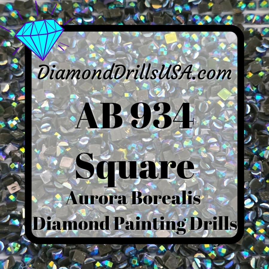DiamondDrillsUSA - AB 934 SQUARE Aurora Borealis 5D Diamond Painting Drills Beads DMC 934 Black ...